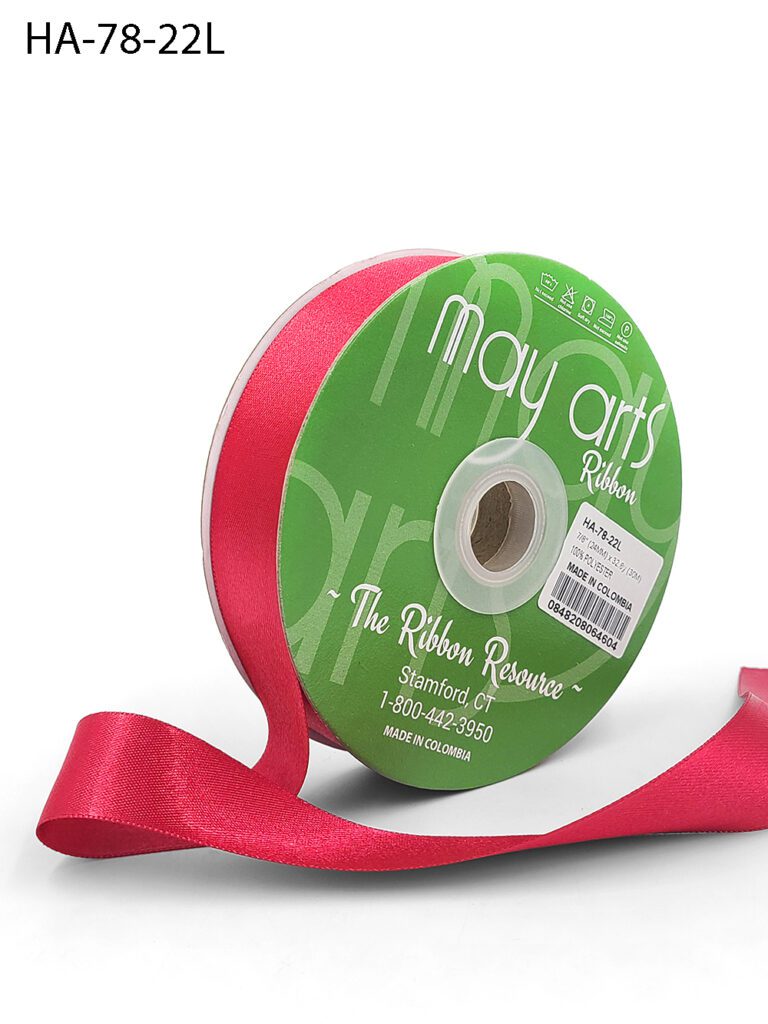 ~7/8 Inch (24MM) Luster Double Faced Satin Ribbon with Woven Edge