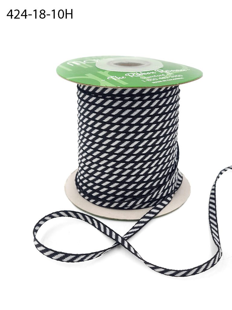 1/8 Inch Mini Diagonal Stripes Ribbon with Woven Edge