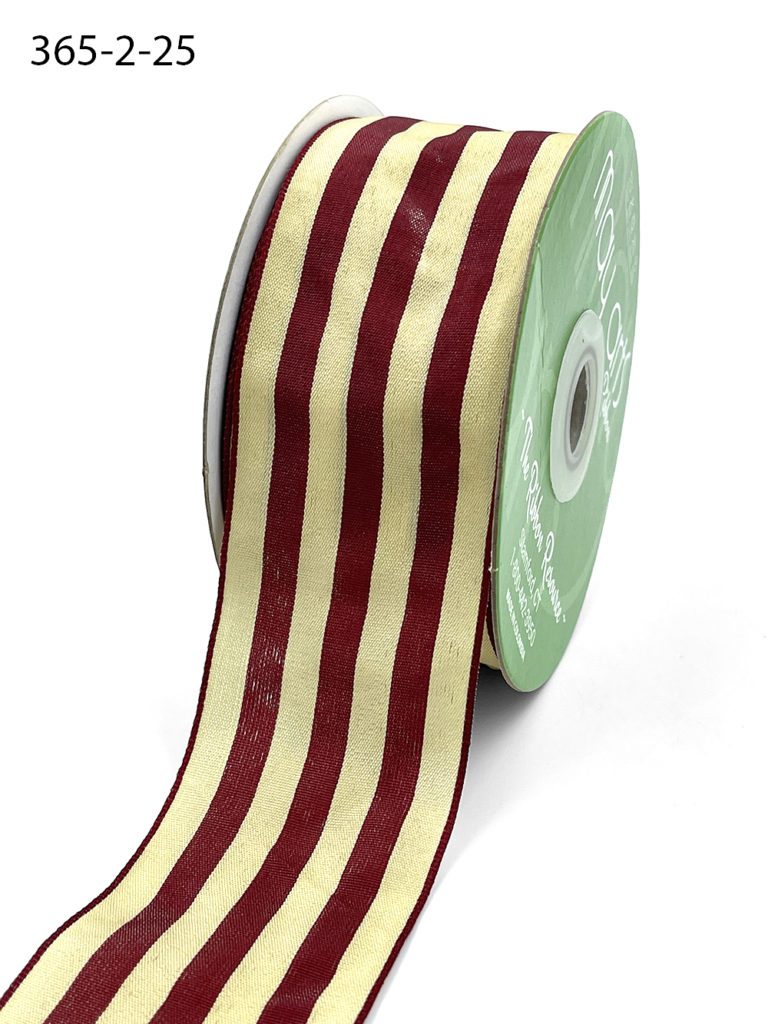 2 Inch Striped Ribbon with Woven Edge