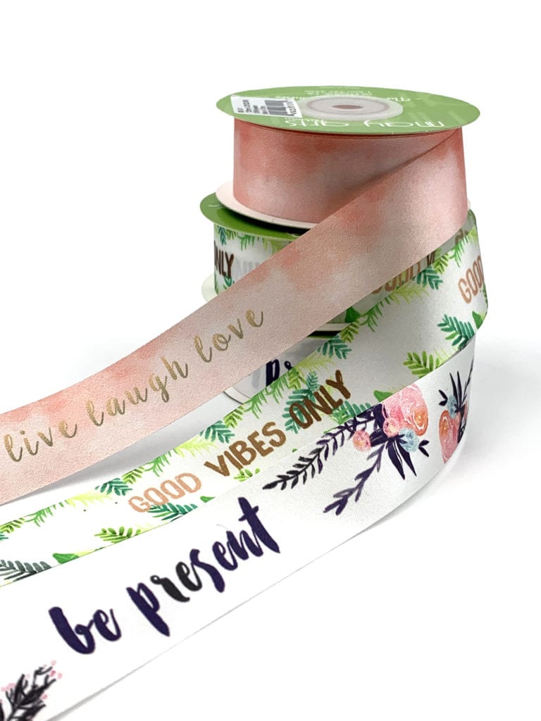 1″ X 25 Yards Inspirational Single Faced Satin Print Ribbon