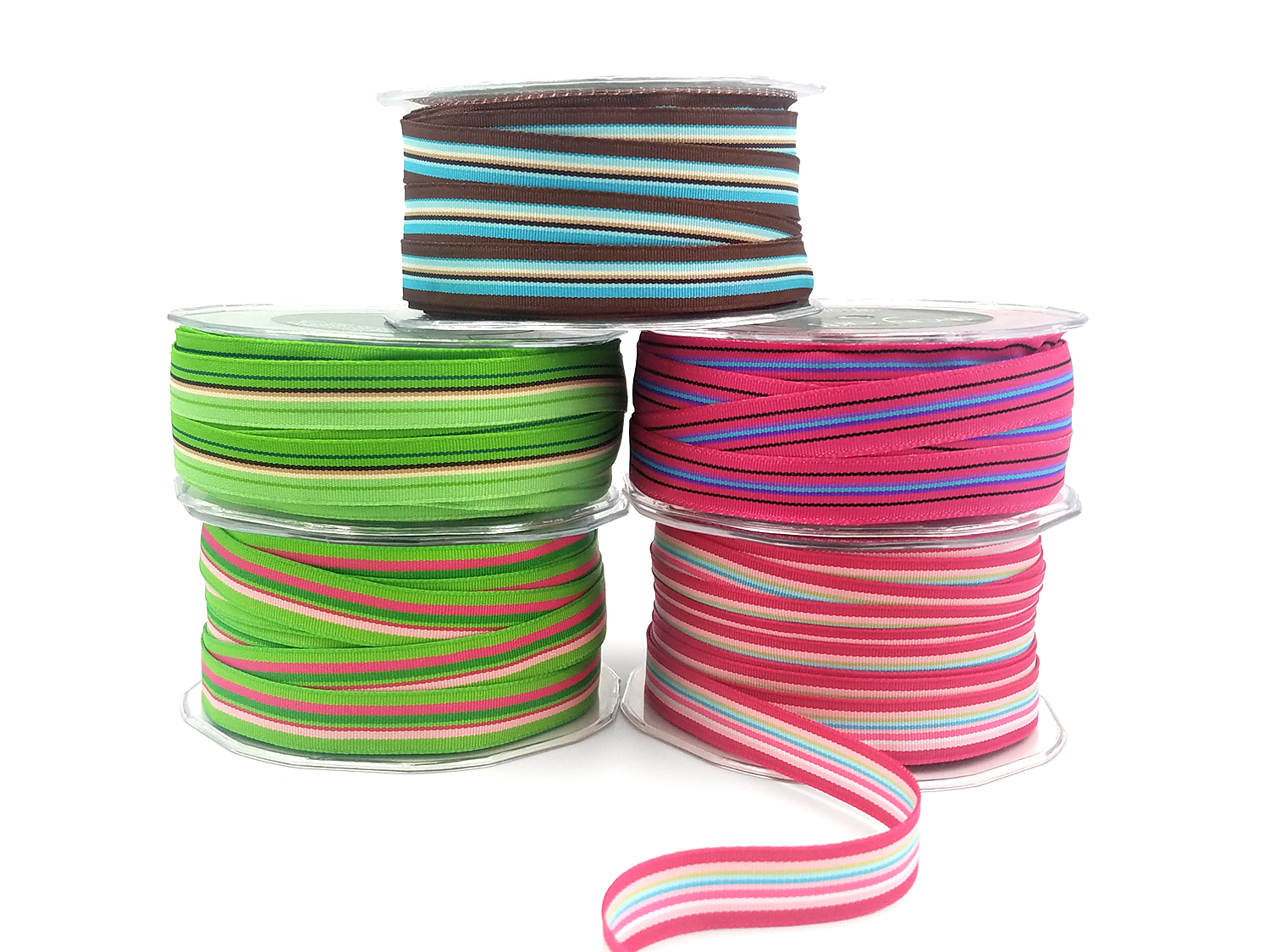5/8 Inch Multi-Color Striped Ribbon with Woven Edge - May Arts Ribbon
