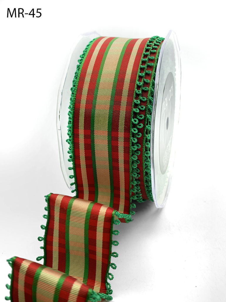 1.5 Inch Looped Picot Edge Plaid Ribbon
