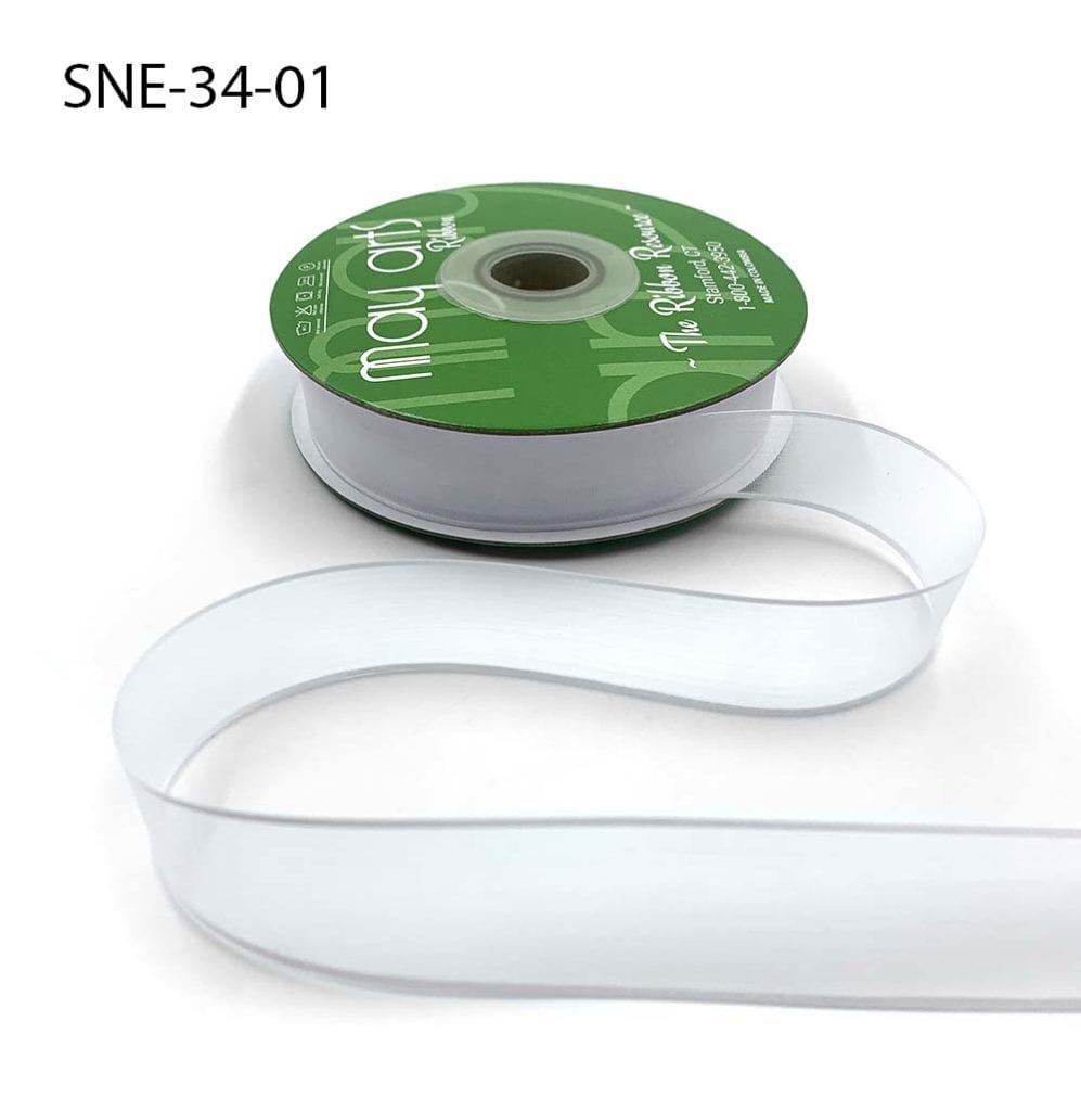 ~3/4 Inch Soft Sheer Ribbon with Thin Solid Edge