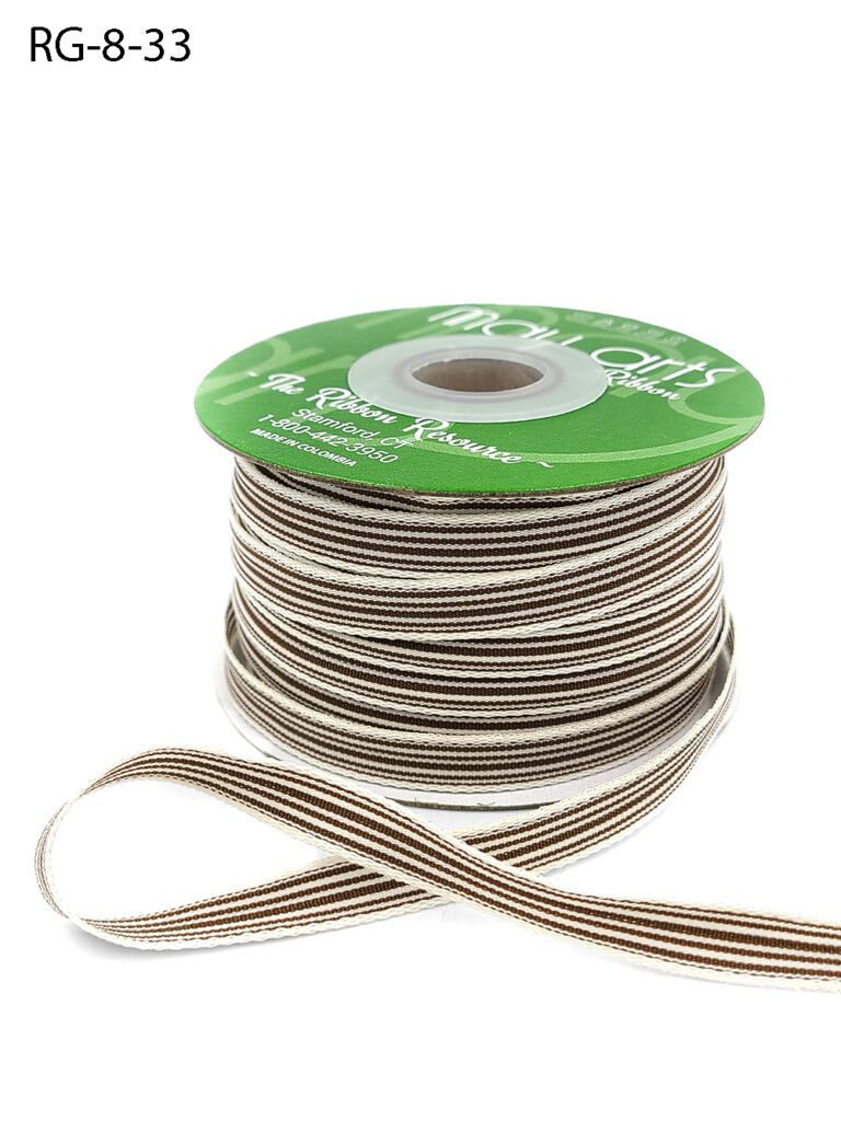 3/8 Inch Woven Grosgrain Stripe Ribbon with Woven Edge
