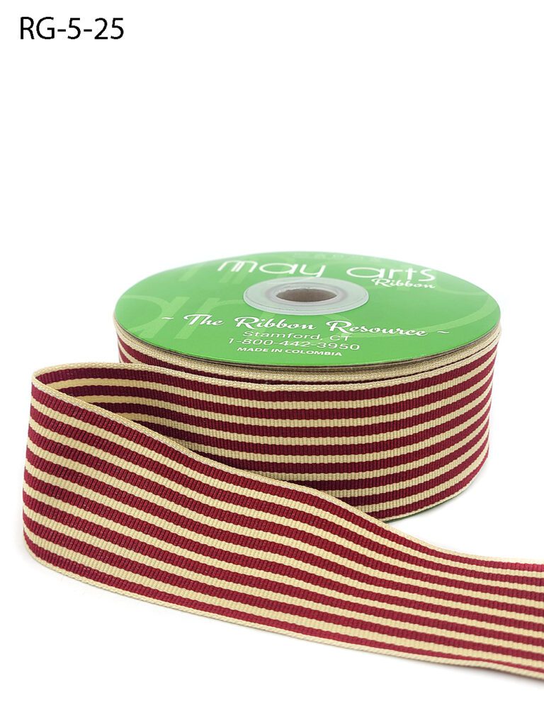 1.5 Inch Woven Grosgrain Stripe Ribbon with Woven Edge