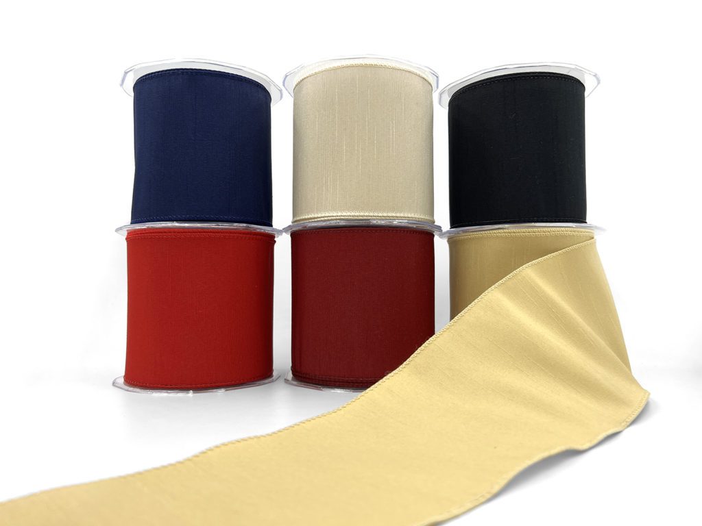 4 Inch Wired Faux Duck Cloth Raised Thread Ribbon