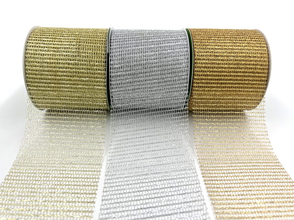 2.5" Gold Metallic Netting Knit Ribbon - Bulk Ribbon - May Arts Ribbon