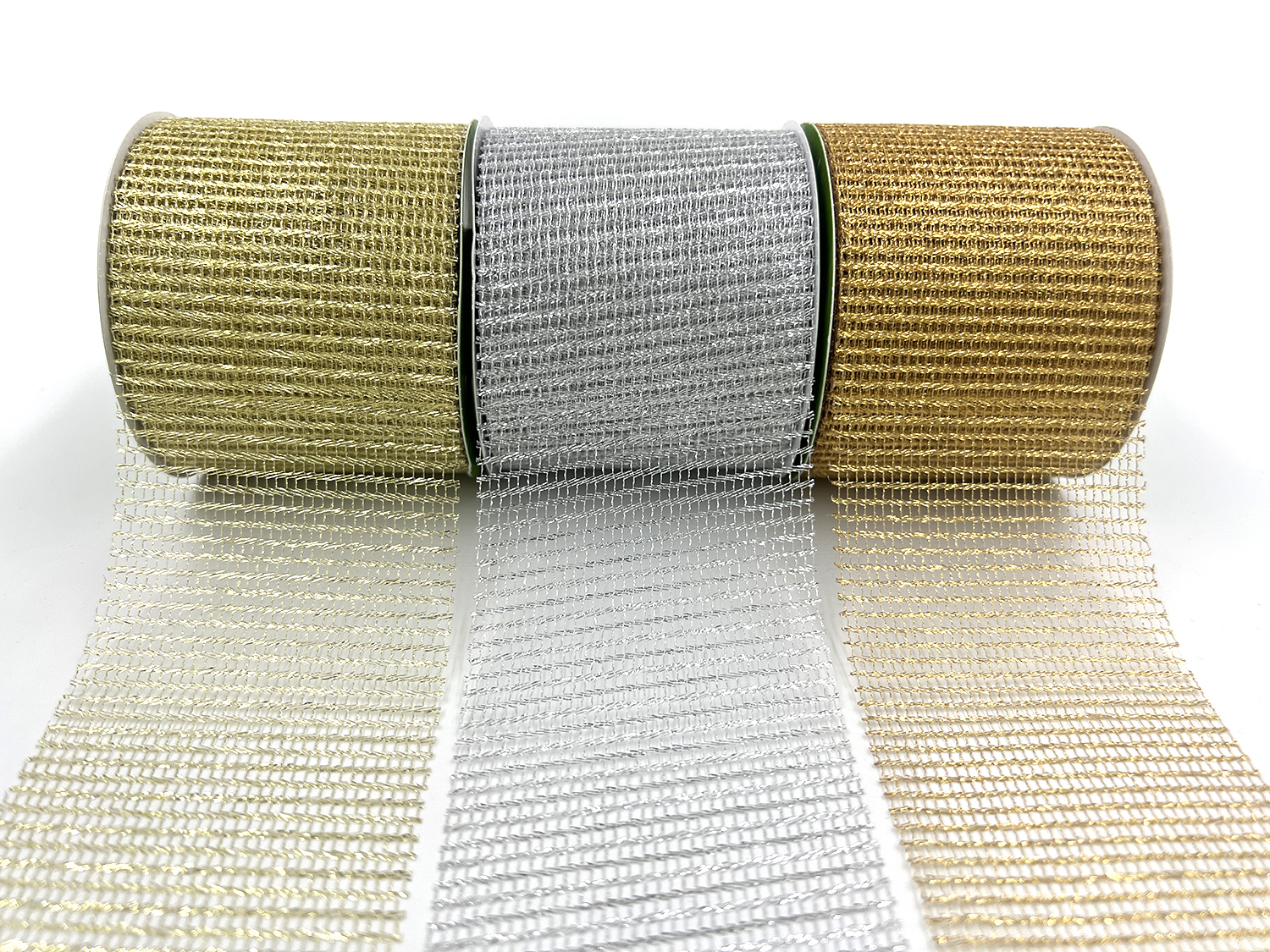 2.5" Gold Metallic Netting Knit Ribbon - Bulk Ribbon - May Arts Ribbon