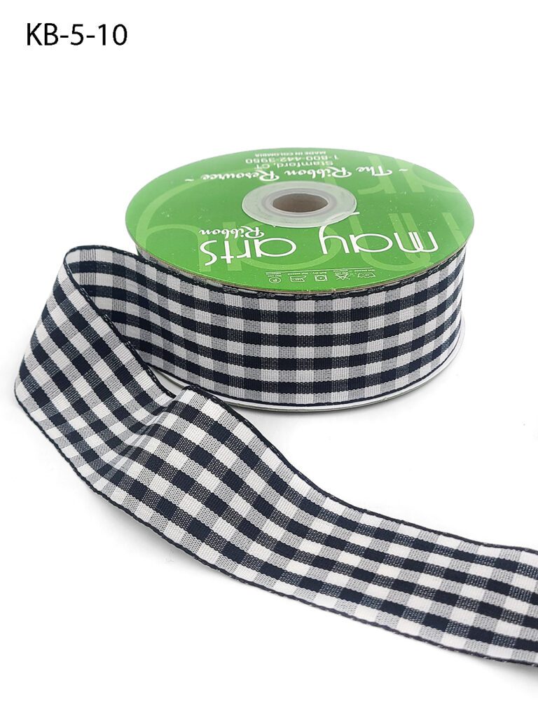1.5 Inch Checkered Gingham Ribbon with Woven Edge
