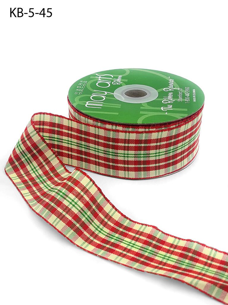 1.5 Inch Checkered Gingham Ribbon with Woven Edge