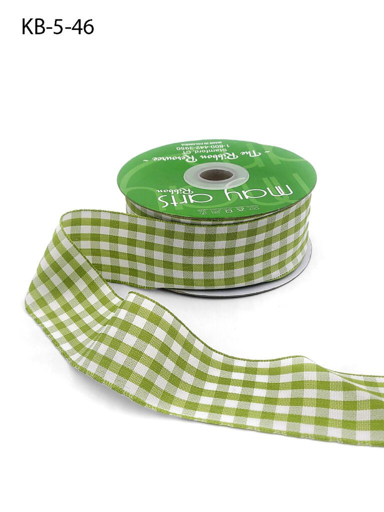 1.5 Inch Checkered Gingham Ribbon with Woven Edge