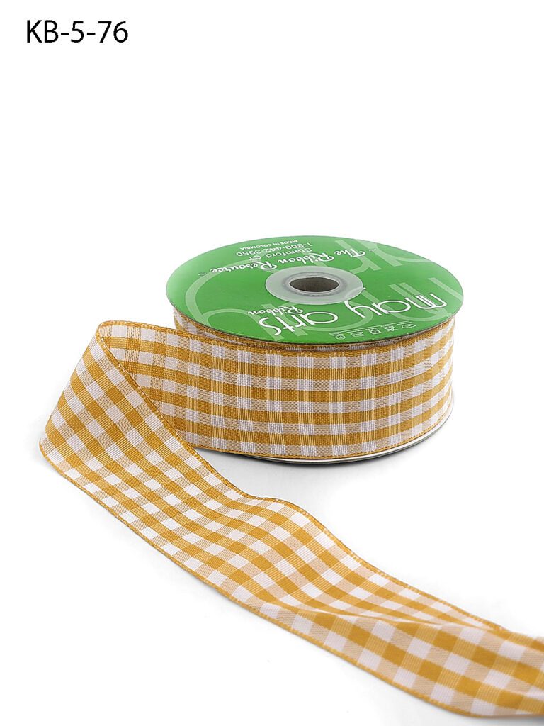 1.5 Inch Checkered Gingham Ribbon with Woven Edge
