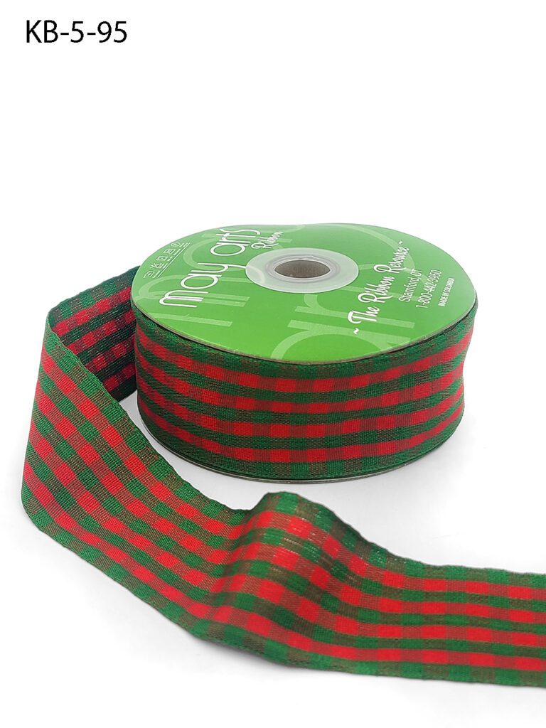 1.5 Inch Checkered Gingham Ribbon with Woven Edge