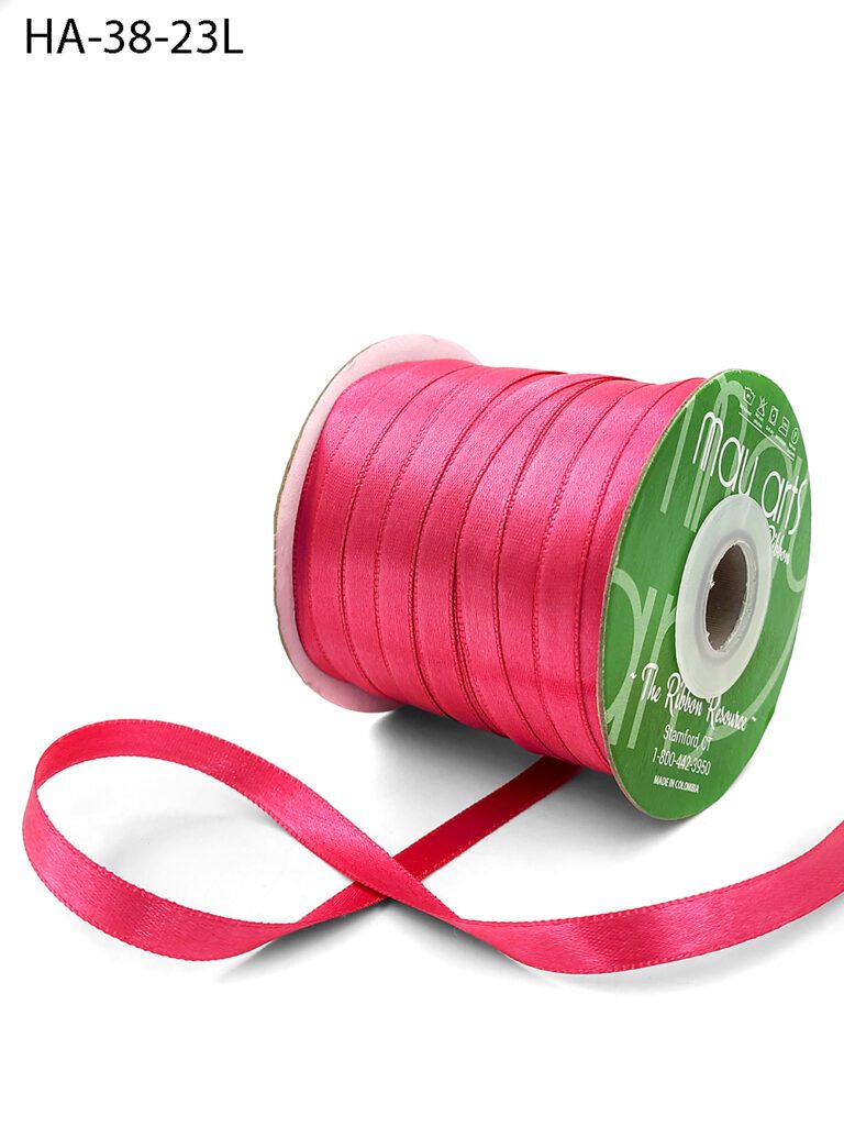 ~3/8 Inch (9MM) Luster Double Faced Satin Ribbon with Woven Edge