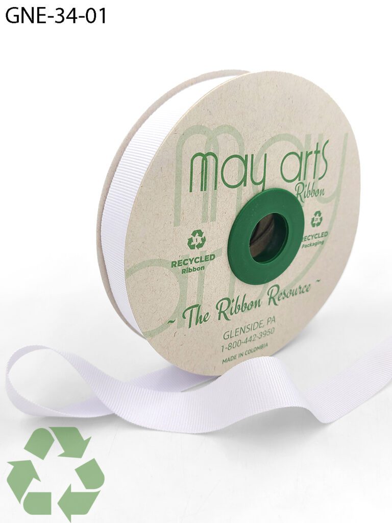 3/4 Inch Eco-Friendly Recycled Grosgrain Ribbon with Woven Edge