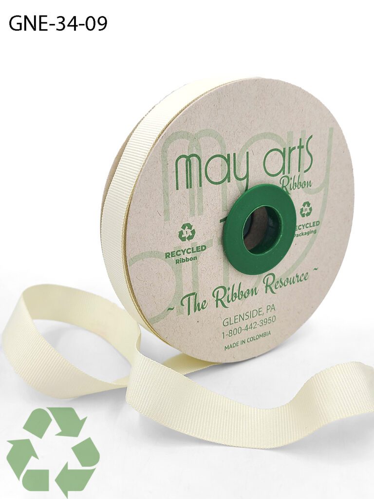 3/4 Inch Eco-Friendly Recycled Grosgrain Ribbon with Woven Edge