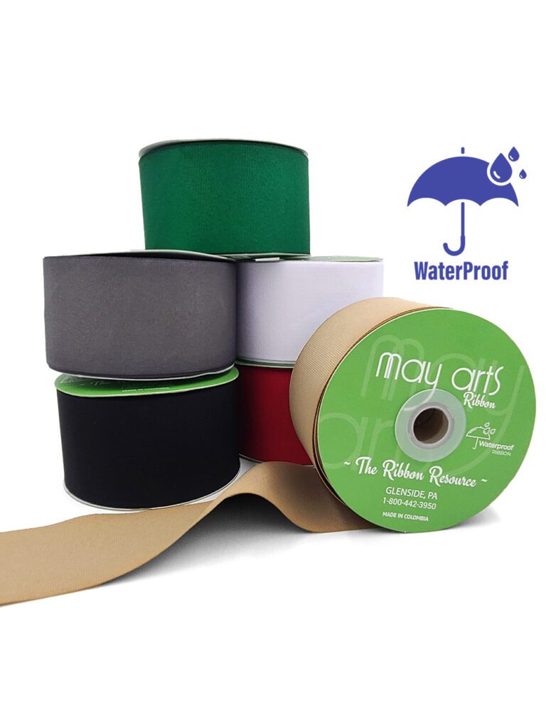 2.5 Inch Waterproof Weather-Resistant Grosgrain Ribbon with Woven Edge