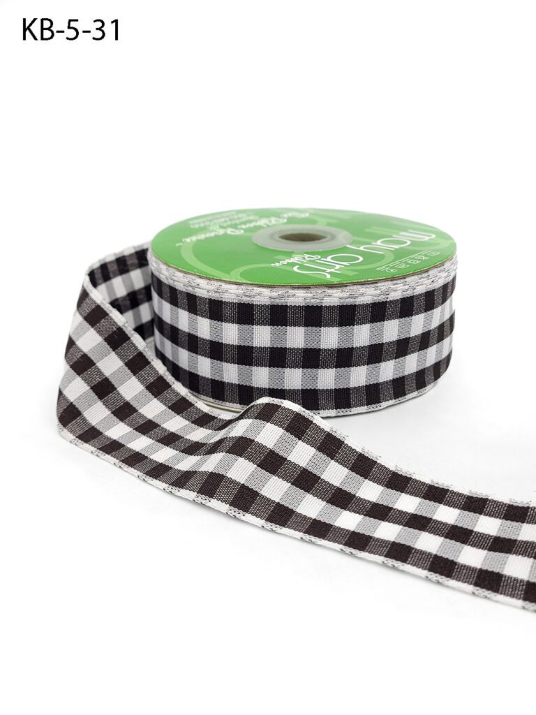 1.5 Inch Checkered Gingham Ribbon with Woven Edge