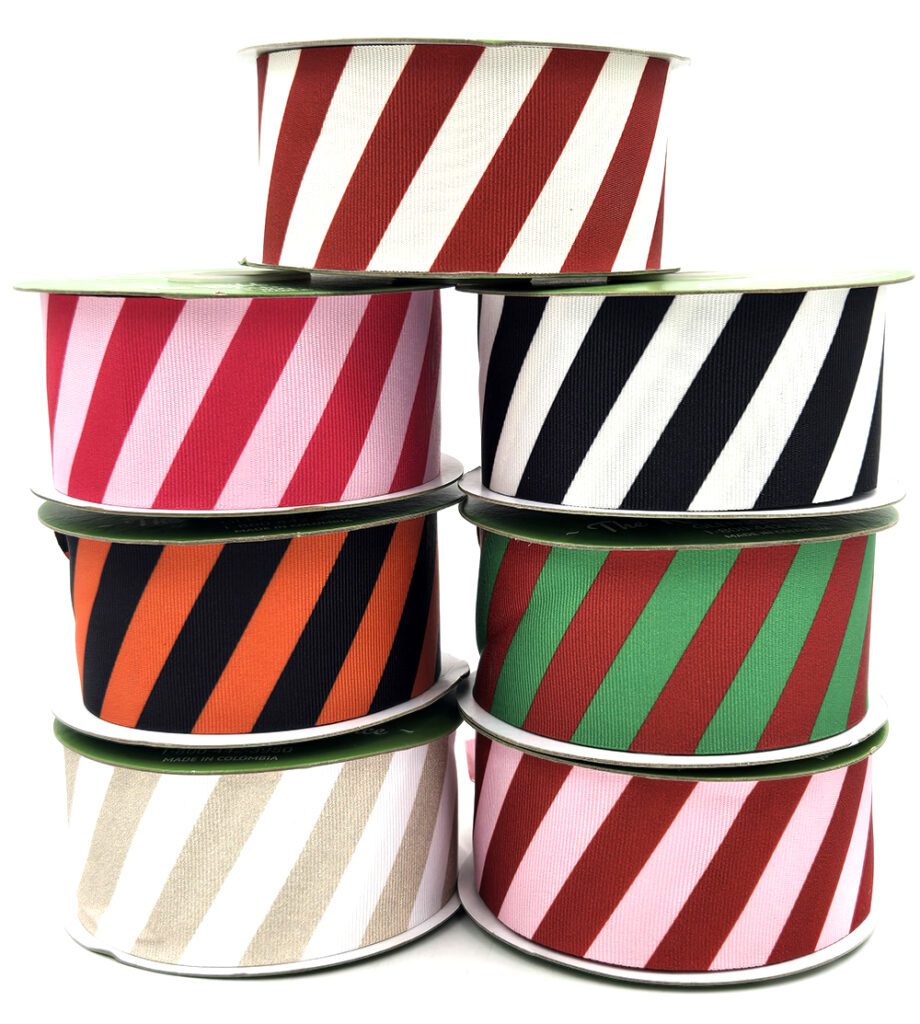 2 Inch Modern Diagonal Striped Grosgrain Ribbon with Woven Edge